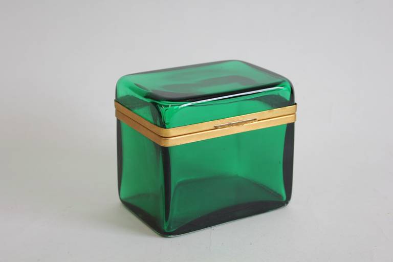 Large Antique French Green Glass Box at 1stDibs