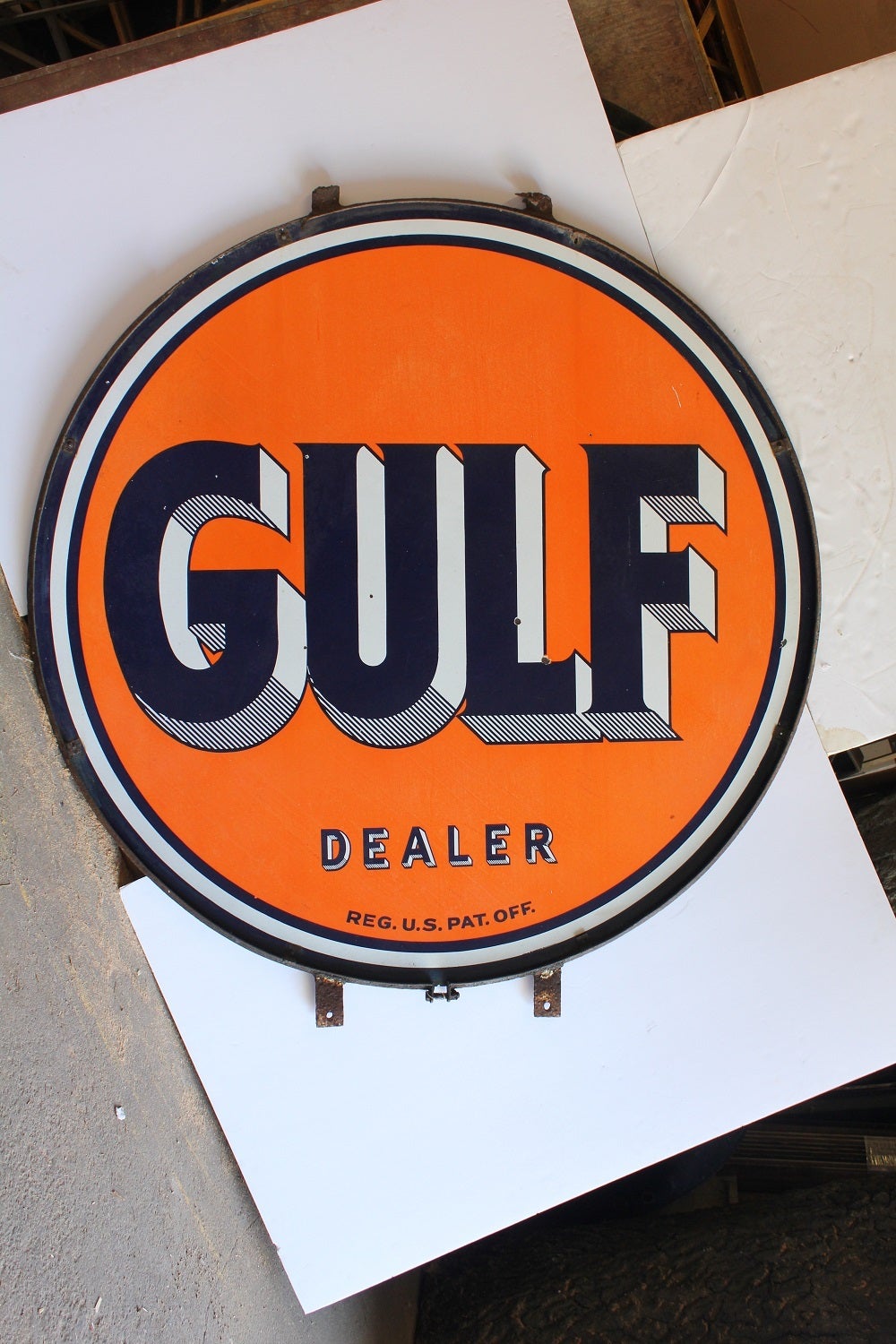 Large 1950s Double Sided Porcelain "Gulf Dealer" Sign at 1stDibs ...