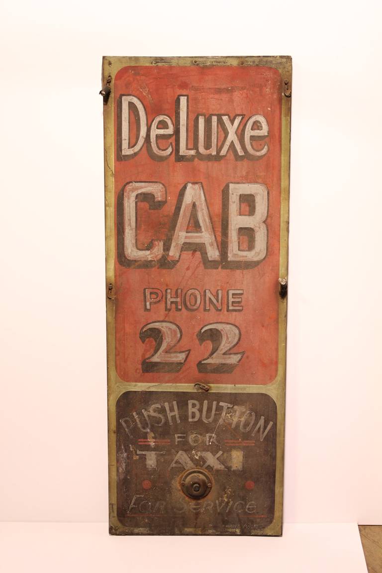 1900s Tin Deluxe Cab Taxi Sign at 1stDibs