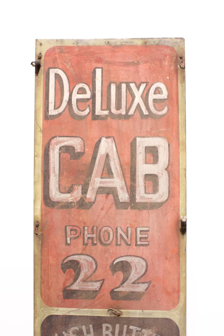 1900s Tin Deluxe Cab Taxi Sign at 1stDibs