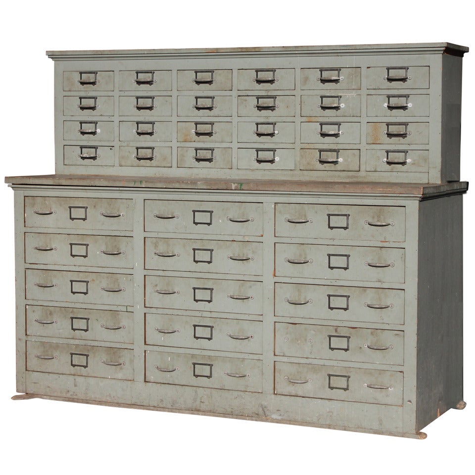 Large Industrial Wooden File Cabinet at 1stDibs