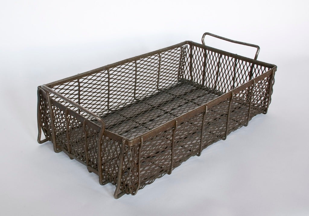 Industrial metal mesh container with handles, 60 available at 1stDibs