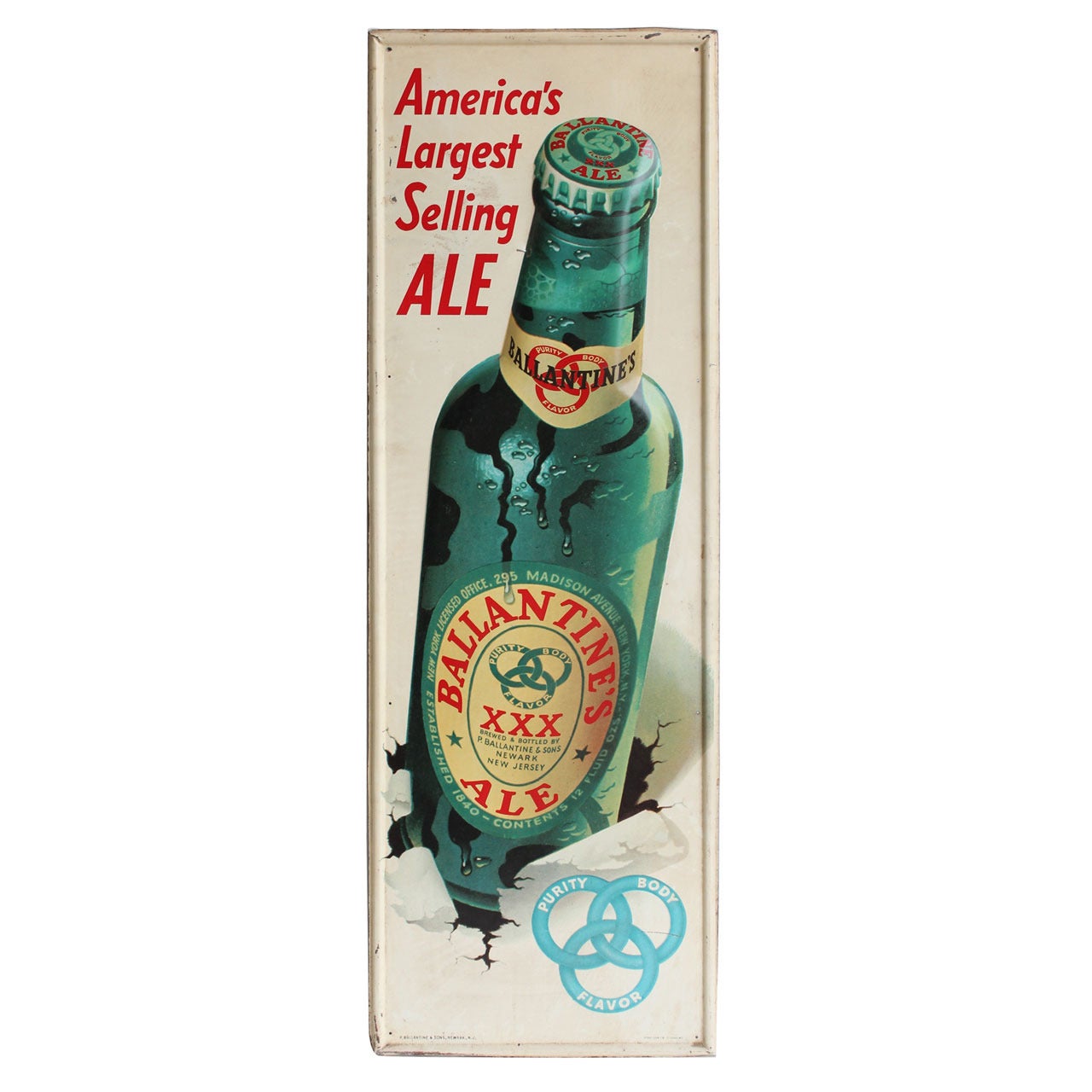 1950's Embossed Metal Ballantine's Beer Sign at 1stDibs | ballantine ...