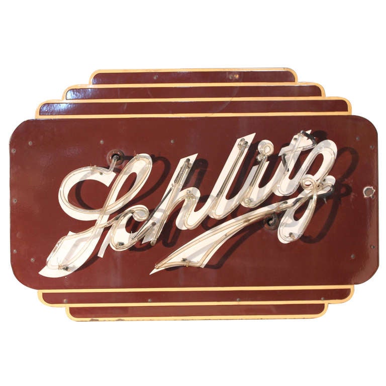 Art Deco Double Sided Neon " Schlitz " Beer Sign For Sale at 1stDibs ...