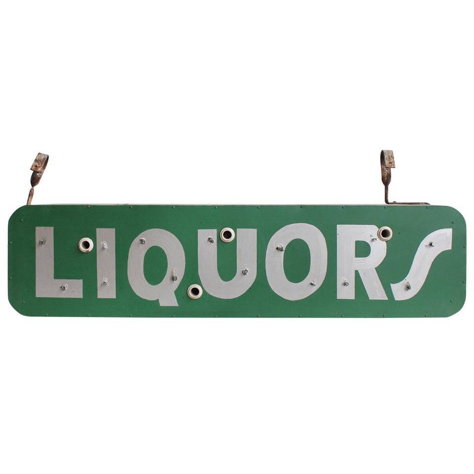 1950's Double Sided Metal " Liquors " Sign at 1stDibs