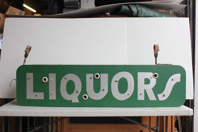 1950's Double Sided Metal " Liquors " Sign at 1stDibs