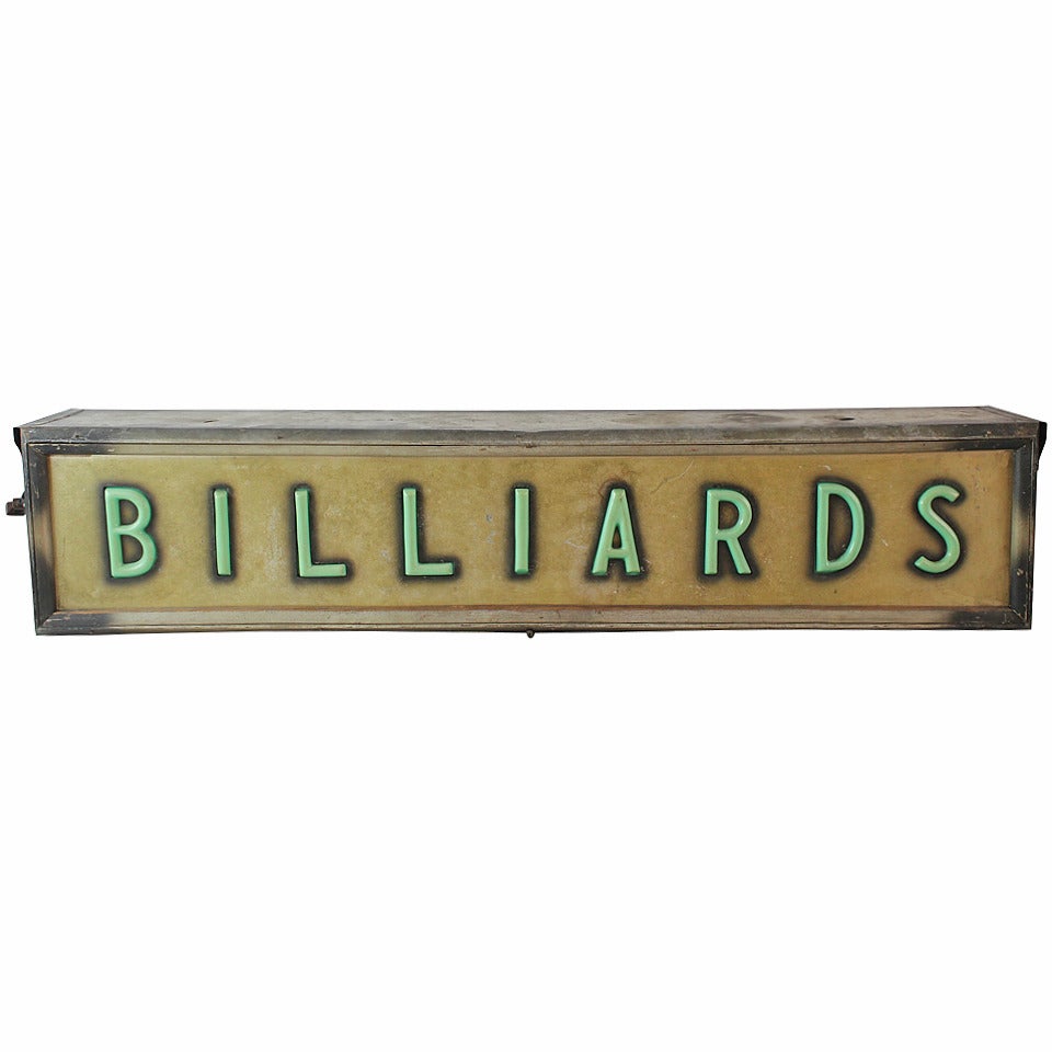 1930's Light Up Billiards Sign at 1stDibs