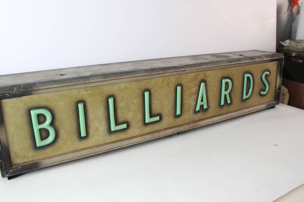 1930's Light Up Billiards Sign at 1stDibs