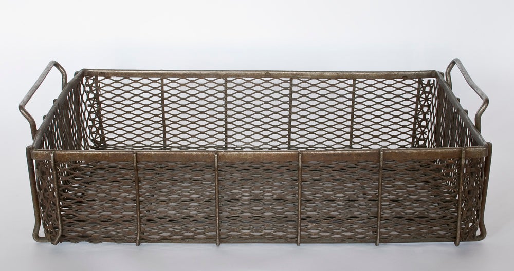Industrial metal mesh container with handles, 60 available at 1stDibs