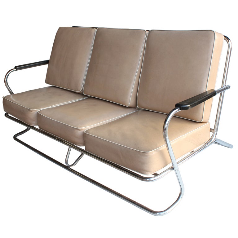 Art Deco Tubular Chrome Sofa in the style of Kem Weber For Sale at ...