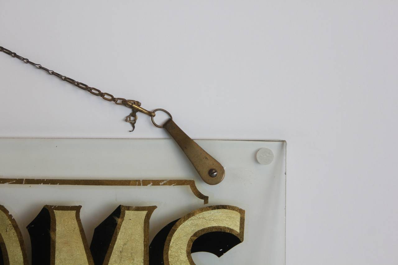 Antique Reverse Painted Glass Sign, "Rooms" For Sale at 1stDibs ...