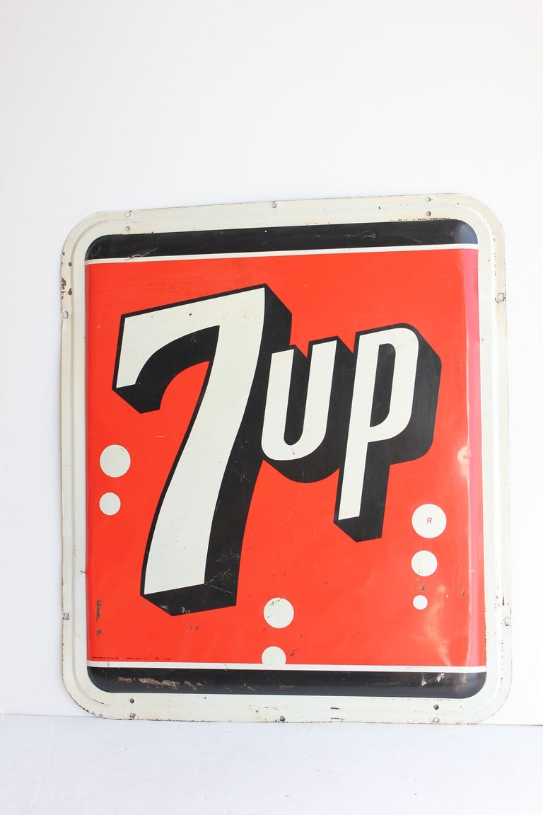 1950's Large Metal 7UP Sign at 1stDibs | vintage 7up sign, vintage 7 up ...
