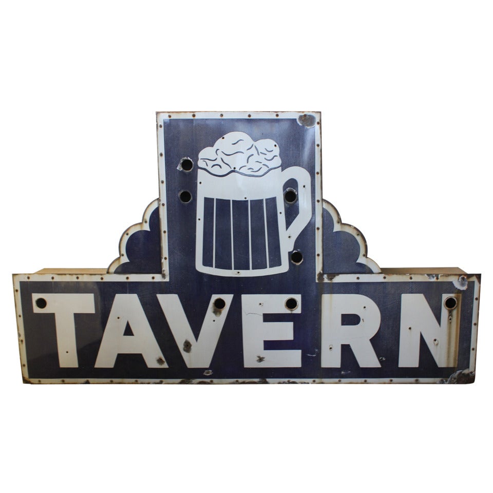 1930's Original American Porcelain Sign " Tavern " at 1stDibs