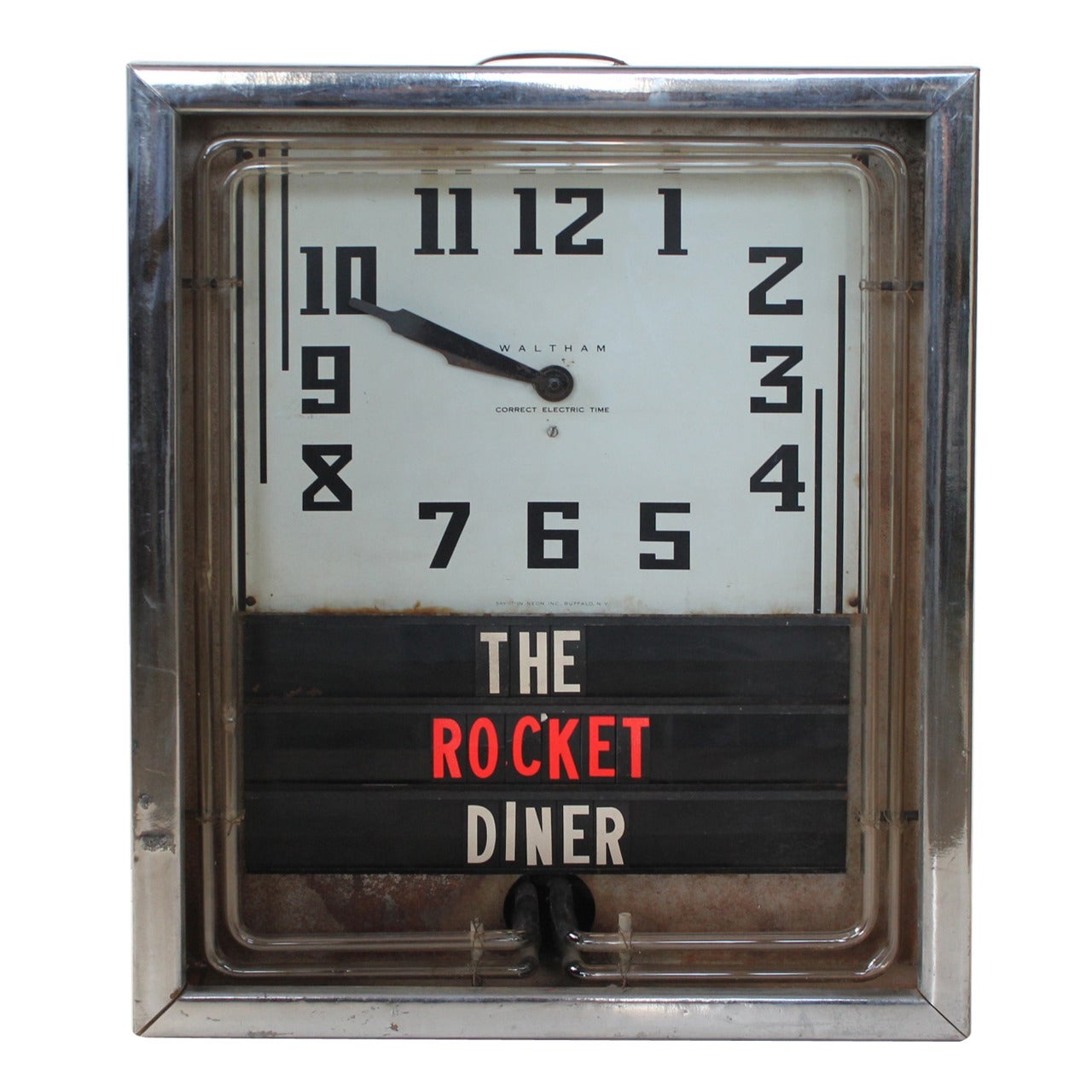 1930's Neon Diner Clock By Waltham at 1stDibs