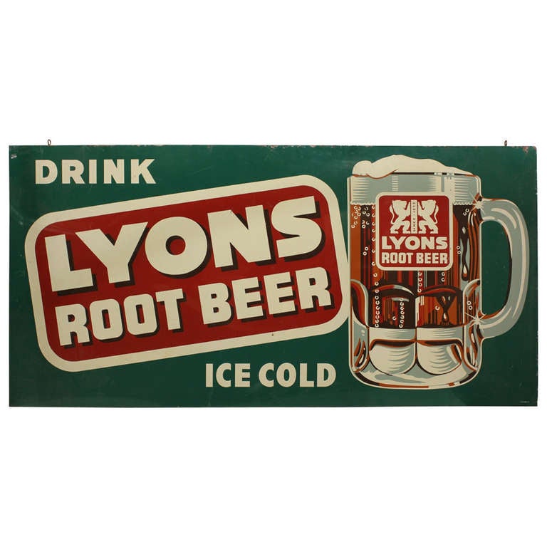 1950's Original Lyons Root Beer Sign at 1stDibs