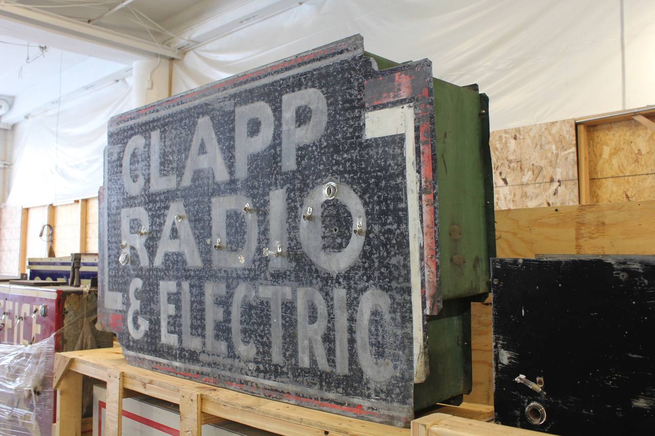 Vintage Metal "Clapp Radio and Electric" Sign at 1stDibs