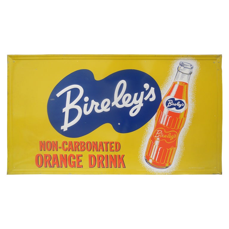 1950's American Bireley's Orange Drink metal sign at 1stDibs