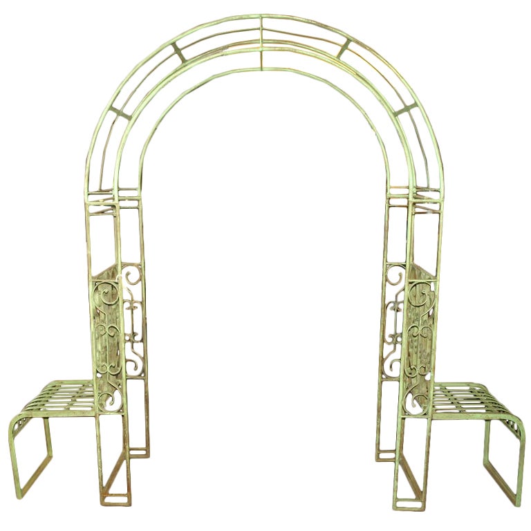 Double Bench Arbor in Antique Green Finish at 1stDibs | arbor with ...