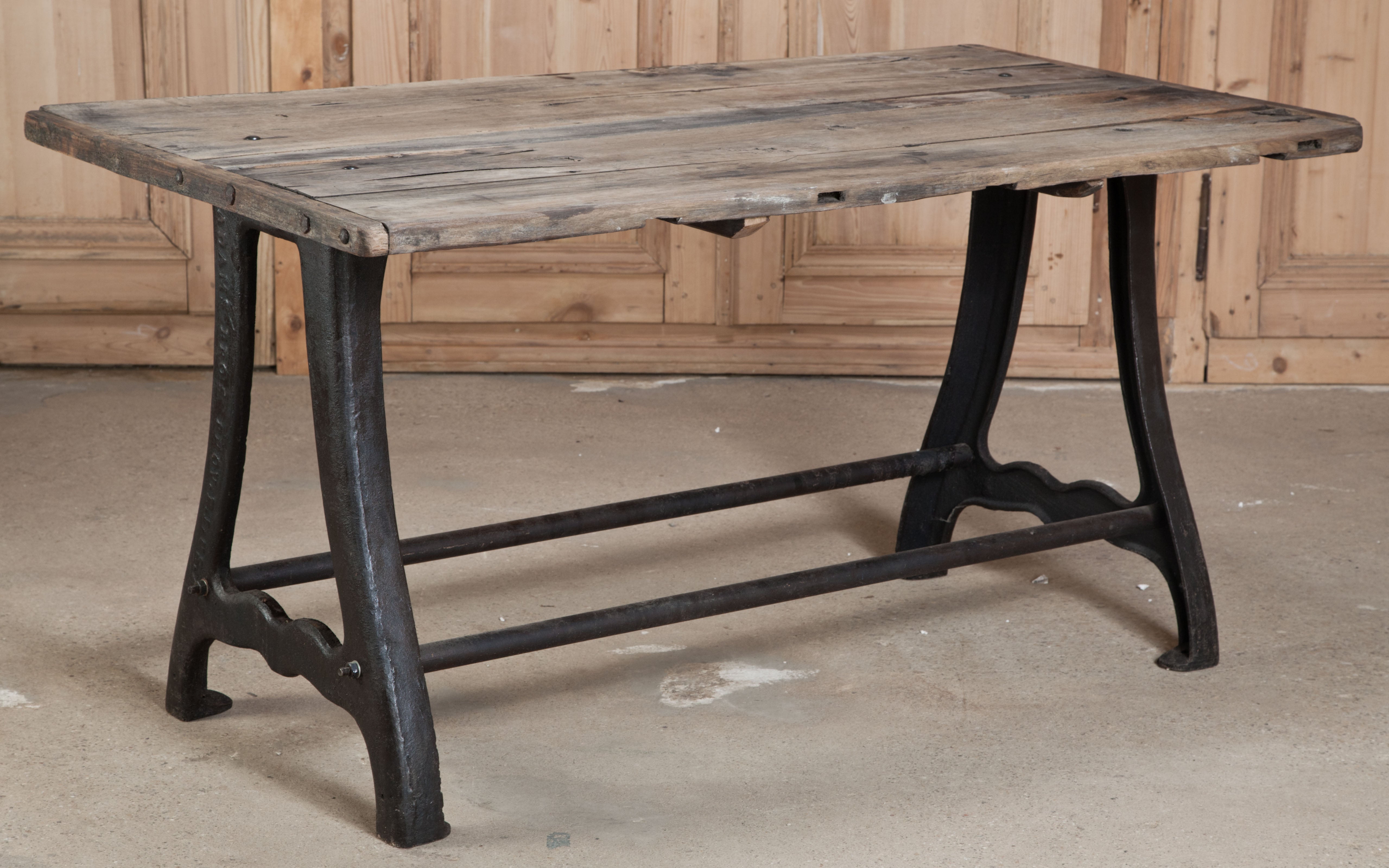 Antique Industrial Work Table at 1stDibs