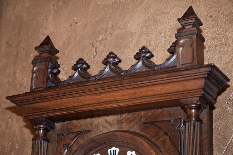 Antique Gothic Walnut Wall Clock at 1stDibs