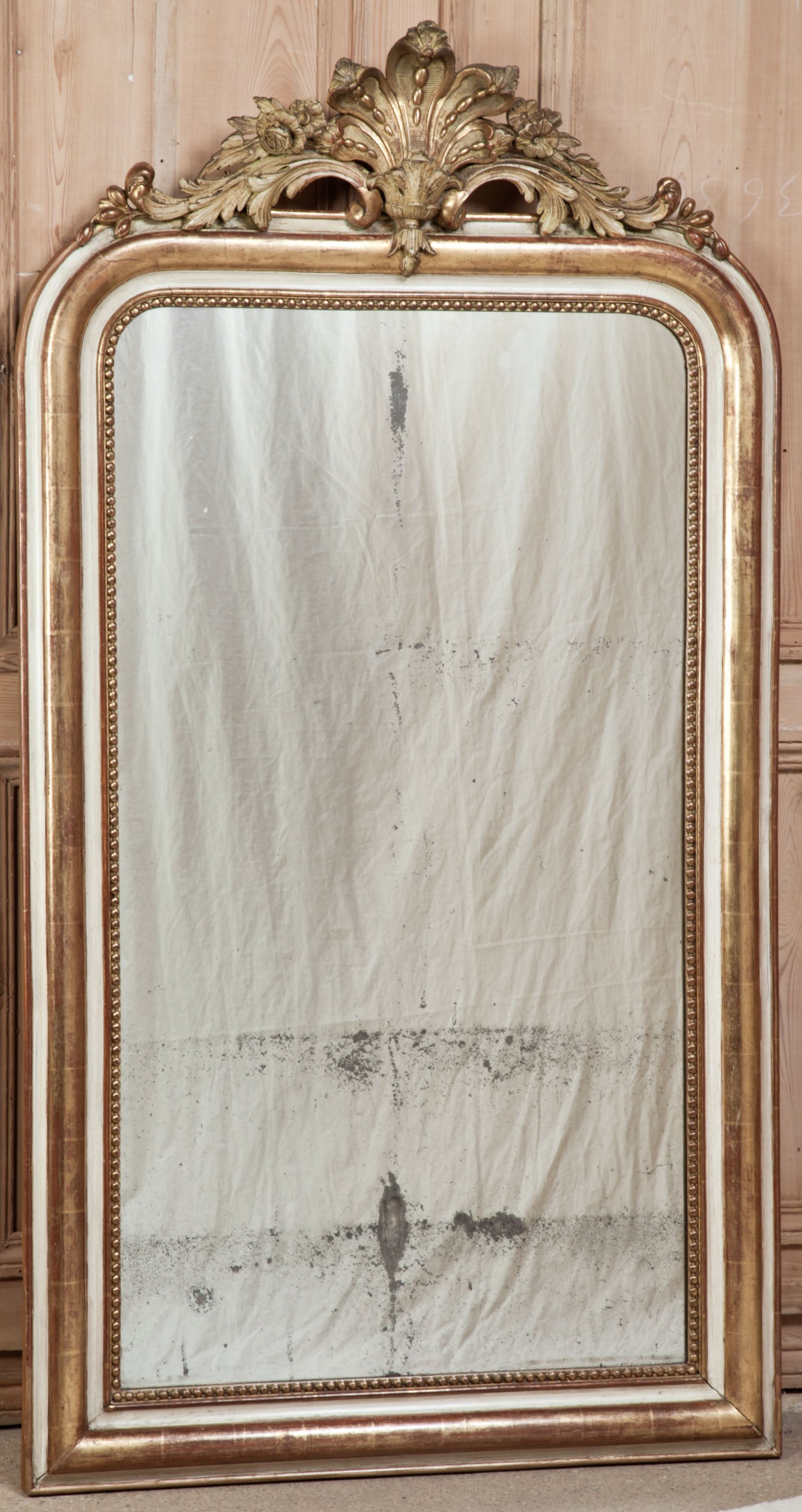 Antique Napoleon III Period Gilded and Painted Mirror at 1stDibs