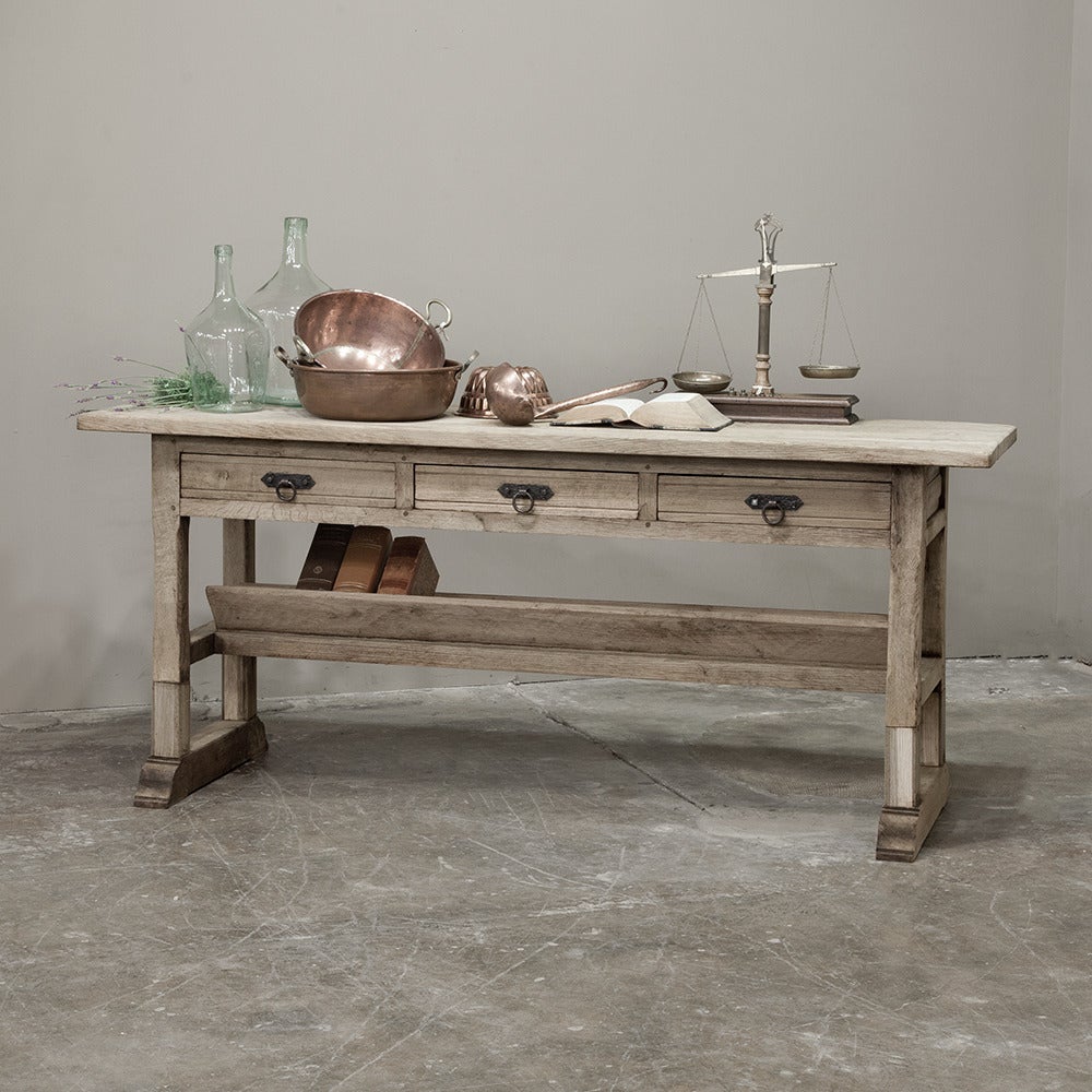 Antique Rustic Oak Library Table at 1stDibs | rustic library table