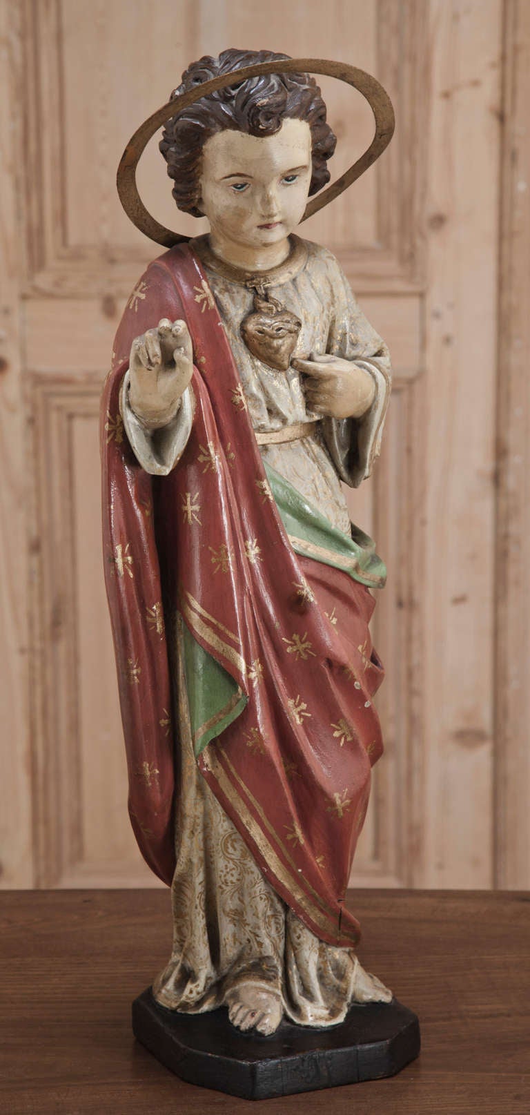 Antique Carved Wood Polychrome Statue of Jesus at 1stDibs | wood carved ...