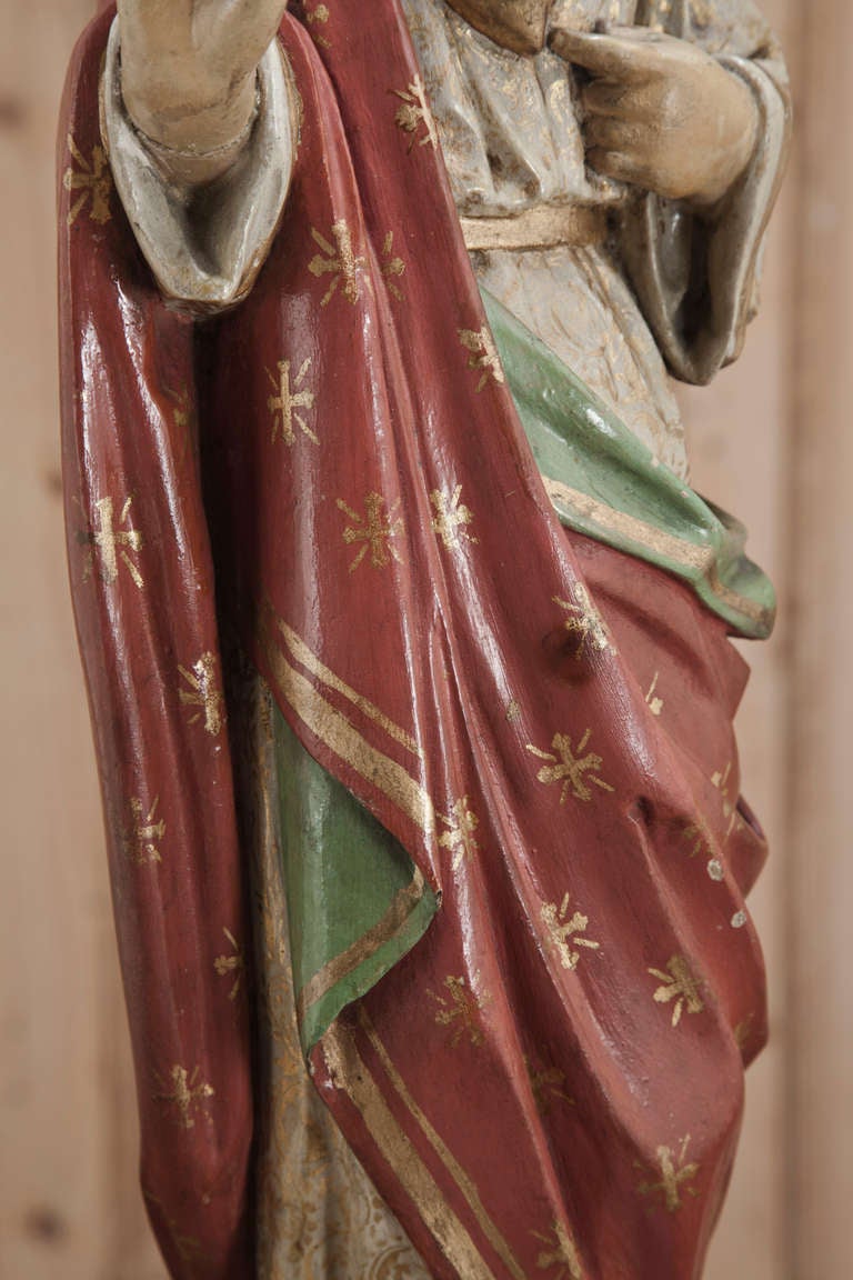 Antique Carved Wood Polychrome Statue of Jesus at 1stDibs | wood carved ...