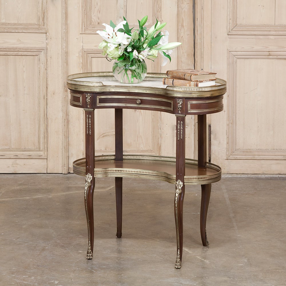 19th Century Kidney Shape Marble-Top End Table at 1stDibs