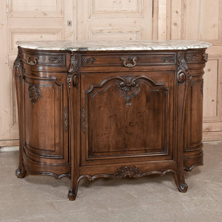 Louis XIV Marble-Top Walnut Buffet at 1stDibs