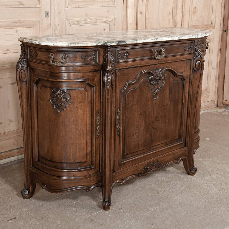 Louis XIV Marble-Top Walnut Buffet at 1stDibs