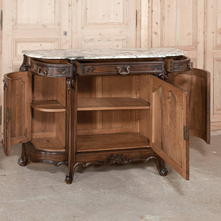 Louis XIV Marble-Top Walnut Buffet at 1stDibs