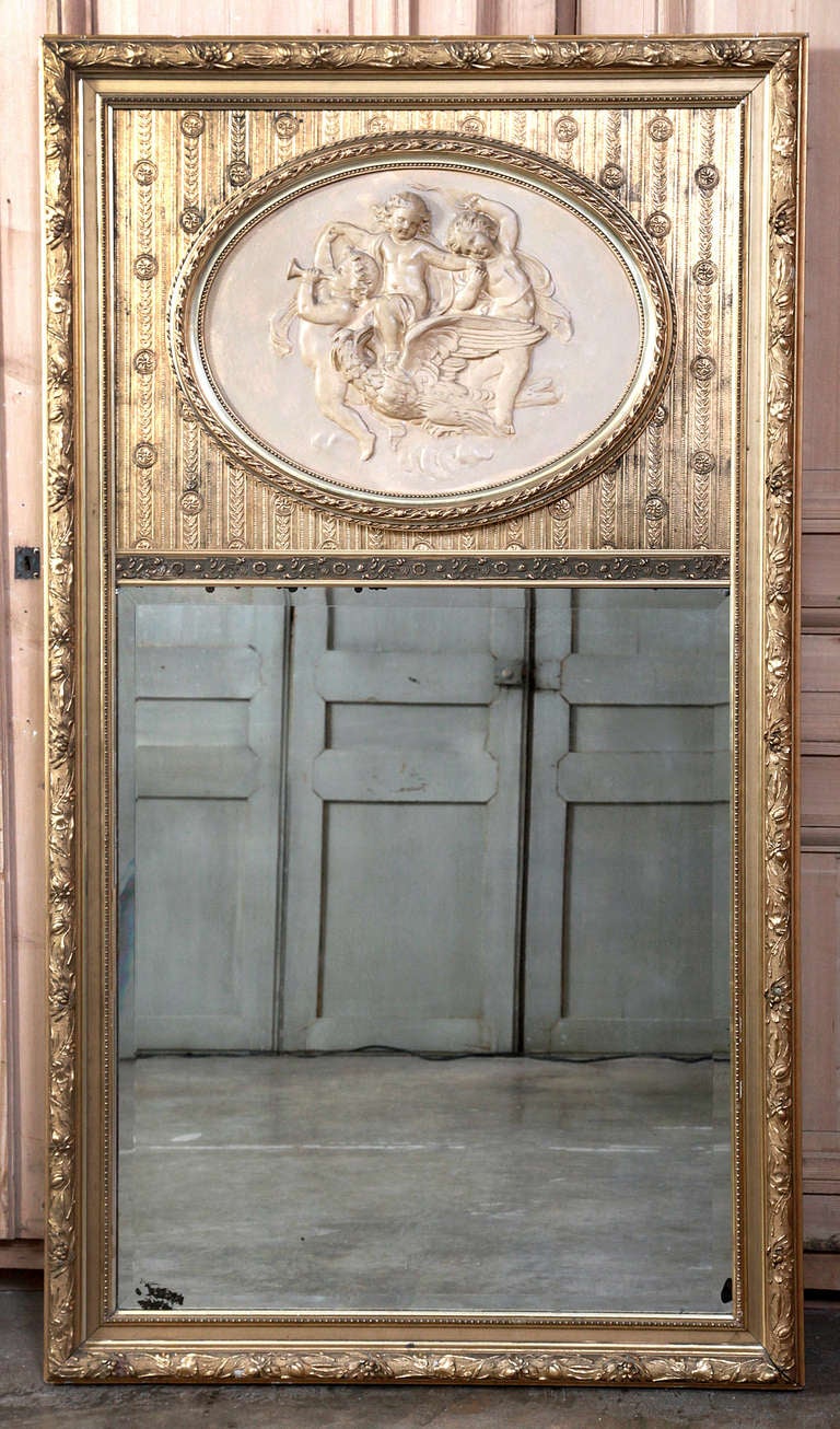 Antique French Louis XVI Gilded Cameo Trumeau at 1stDibs