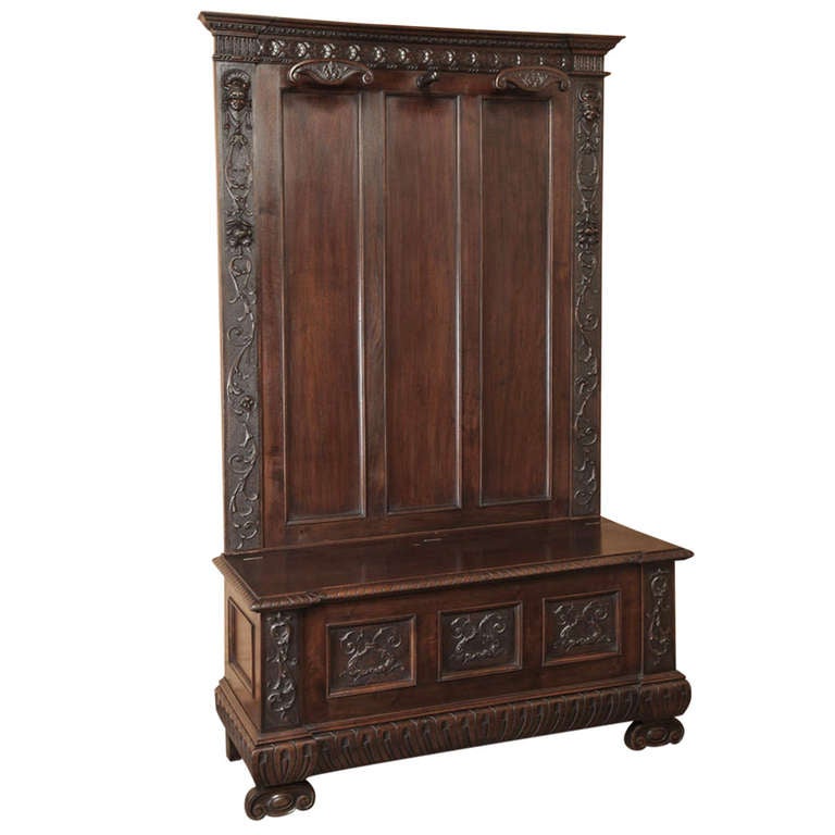 Antique Italian Hall Tree / Trunk at 1stDibs
