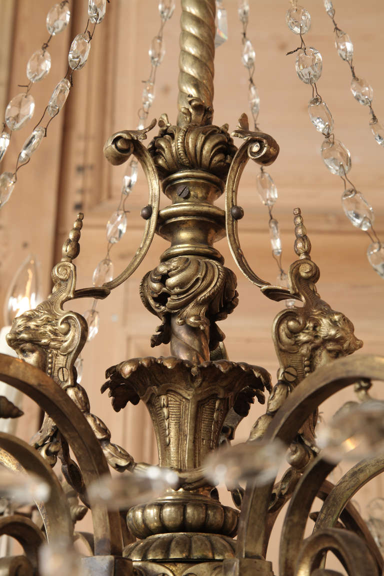 Antique Baroque Bronze and Crystal Chandelier at 1stDibs