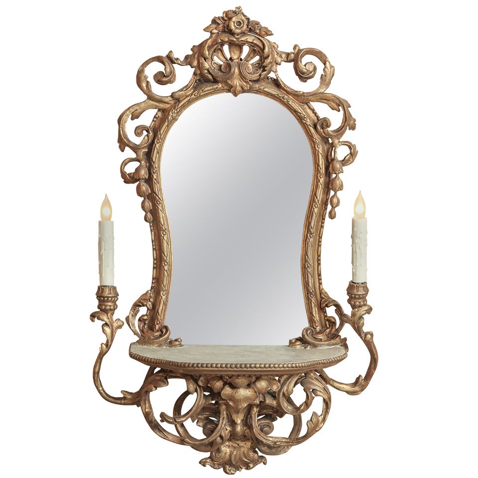 Vintage Italian Rococo Lighted Vanity Mirror at 1stDibs