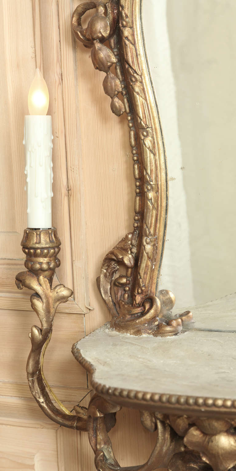 Vintage Italian Rococo Lighted Vanity Mirror at 1stDibs