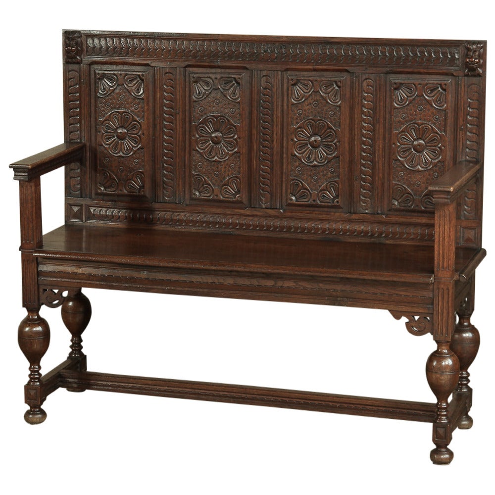 19th Century Renaissance Hall Bench at 1stDibs