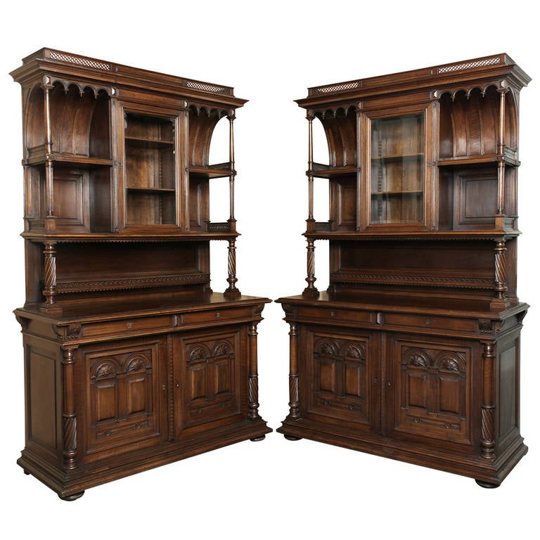 Pair of Antique French, Henri II Buffets A Deux Corps at 1stDibs