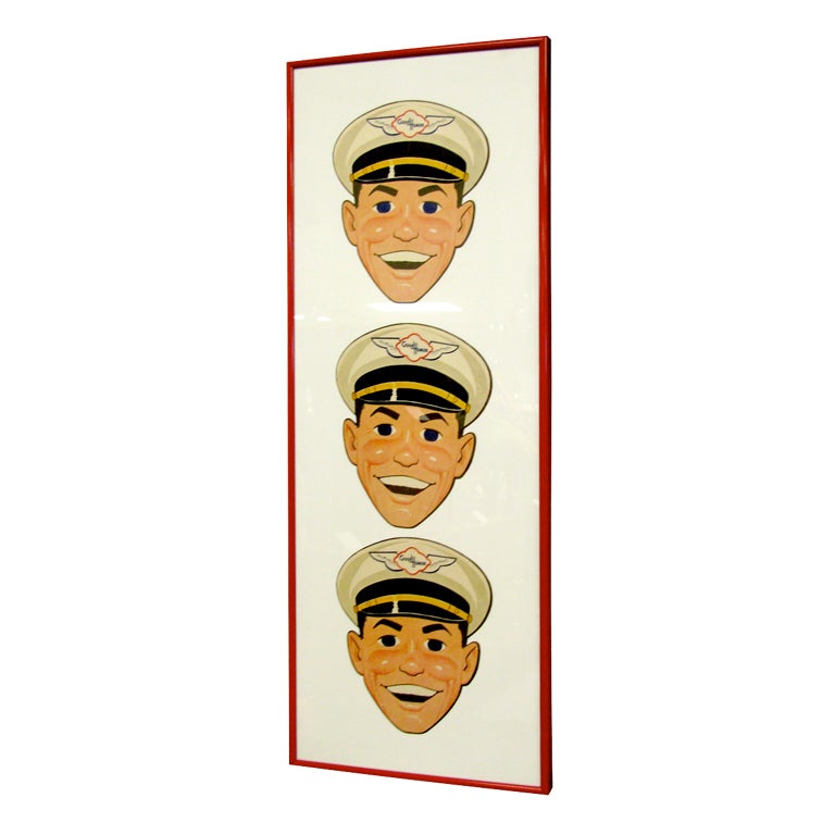 1950 Good Humor Man Face Masks - Framed at 1stDibs