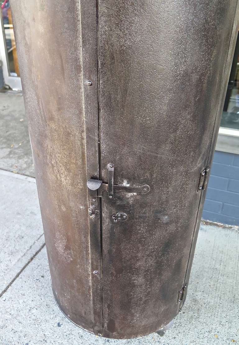 Vintage 1940s Industrial Metal Cylinder with Rotating Shelves at 1stDibs