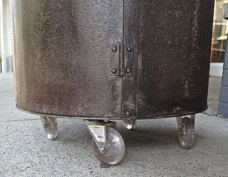 Vintage 1940s Industrial Metal Cylinder with Rotating Shelves at 1stDibs
