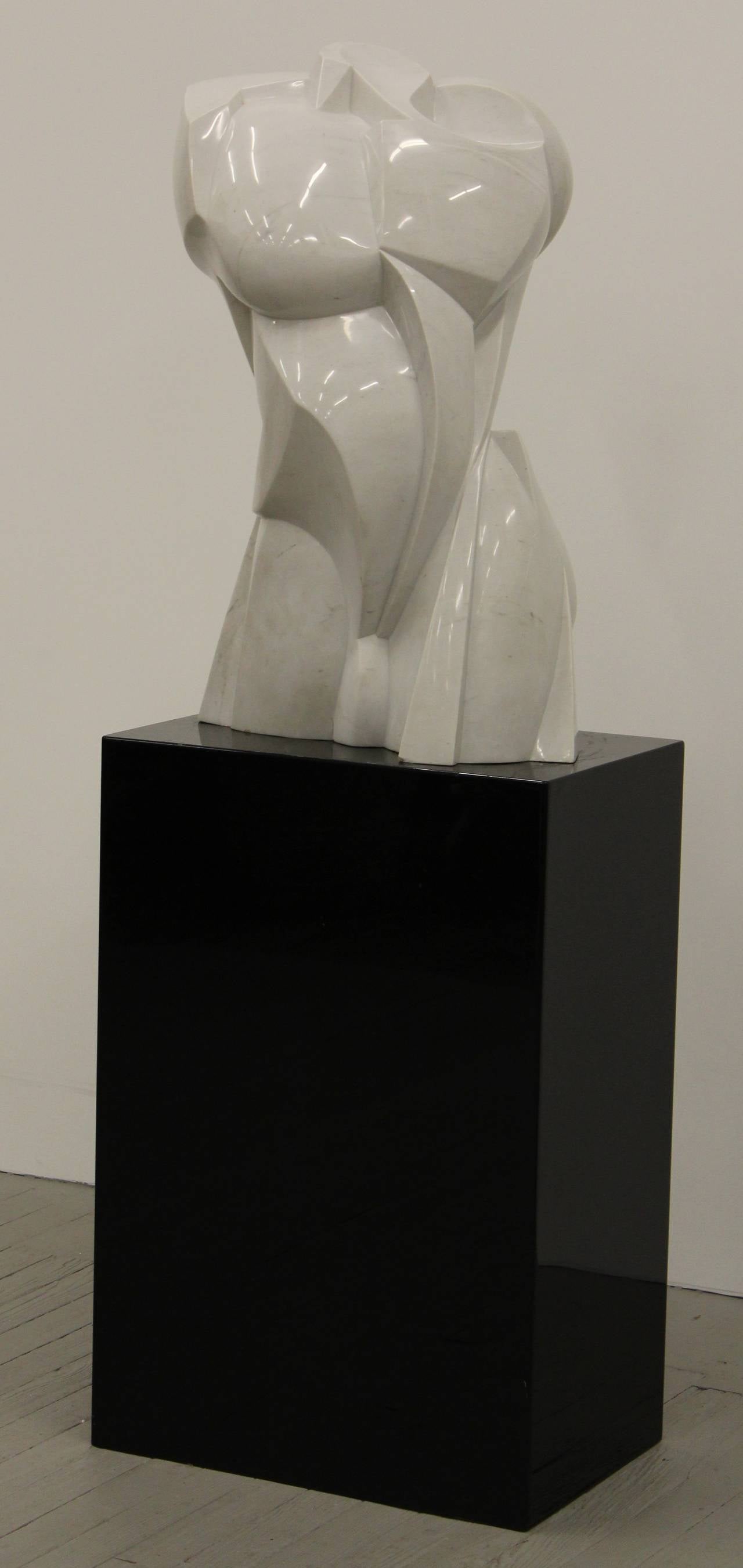 Large Modernist Carrara Marble Torso on Black Lucite Base, 20th Century ...