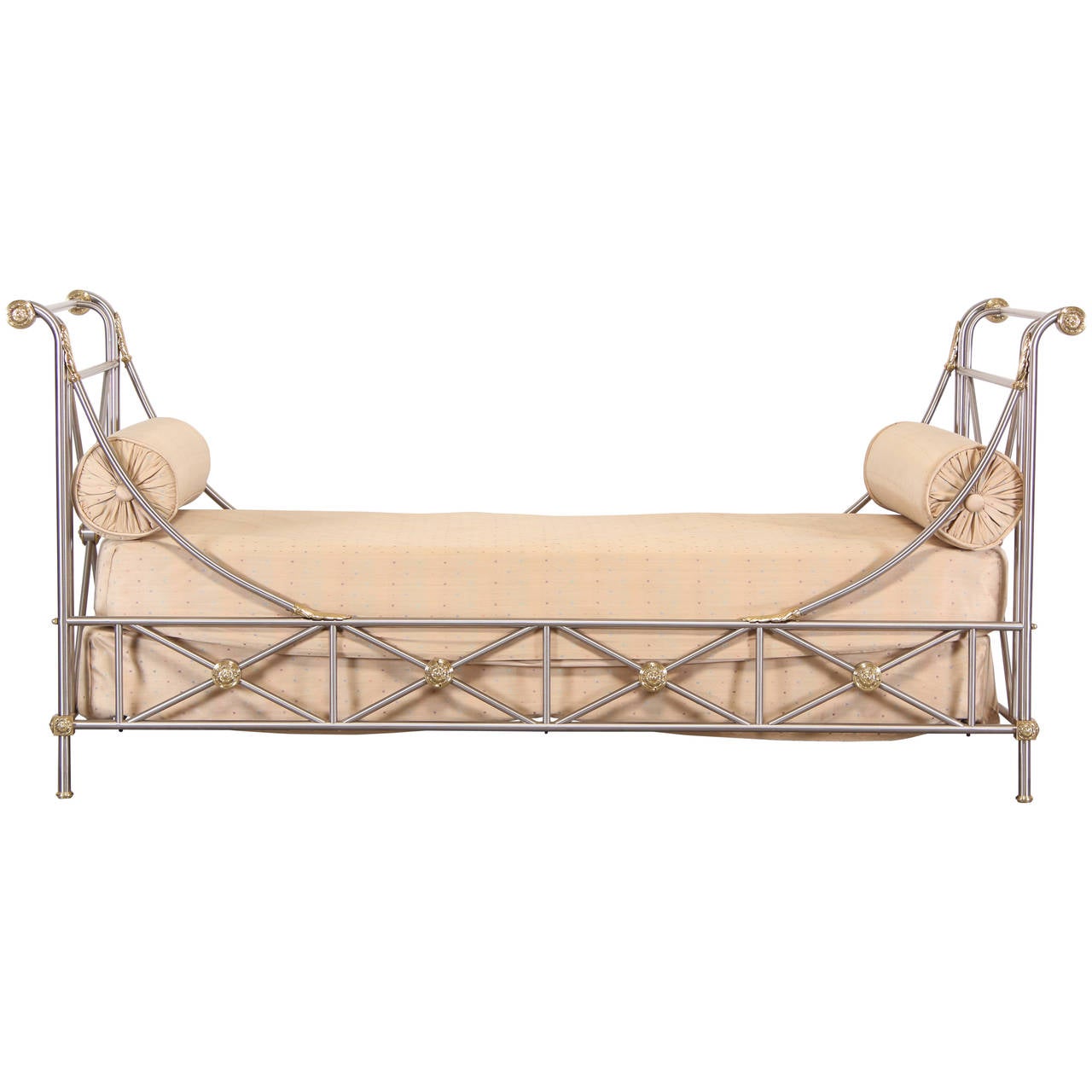 Maison Jansen Italian Style Steel and Brass Daybed, 1980 at 1stDibs