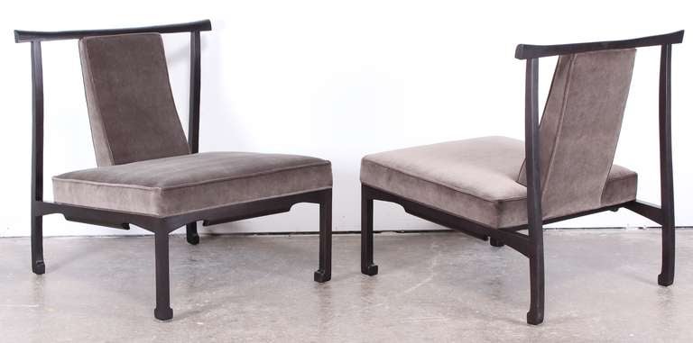 Pair of James Mont Style Asian Lounge Chairs at 1stDibs