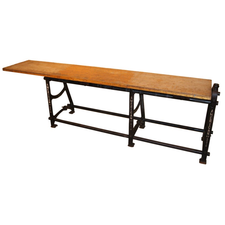 Antique Factory American St. Louis Cast Iron Work Table at 1stDibs