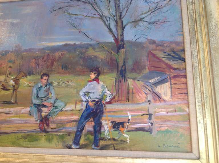Oil on Canvas Painting of a Virginia Hunt Scene by Artist L. Bouche For ...