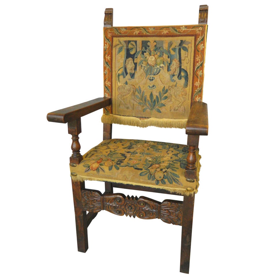 Antique Italian Carved Renaissance Style Armchair at 1stDibs