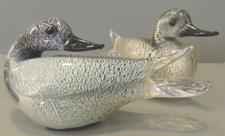 Pair Venetian Glass Ducks at 1stDibs