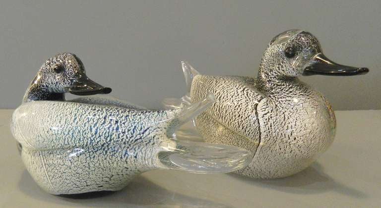 Pair Venetian Glass Ducks at 1stDibs